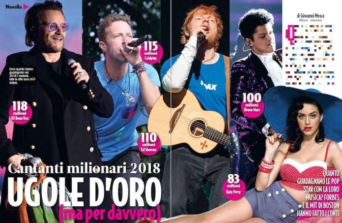 Quanto guadagnano i cantanti famosi: ecco i più ricchi del mondo nel 2018 Quanto guadagnano i cantanti famosi: ecco i più ricchi del mondo nel 2018