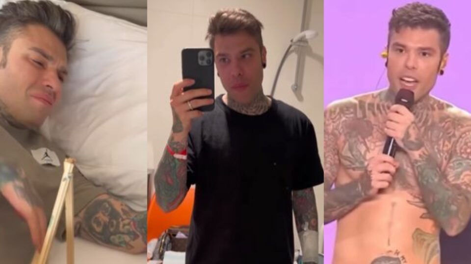 Fedez a torso nudo e senza tatuaggi alla finale di X Factor