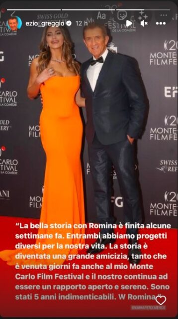 Ezio Greggio e Romina Pierdomenico si sono lasciati: l'annuncio