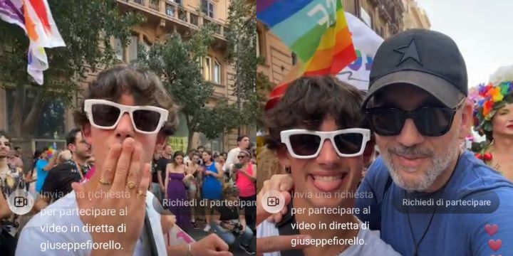 Samuele Segreto e Beppe Fiorello insieme al Pride di Palermo