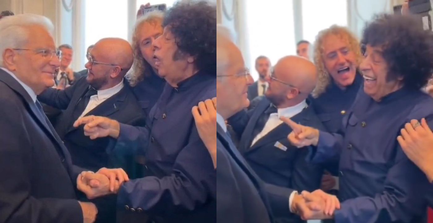 I Cugini di Campagna cantano il brano di Sanremo a Mattarella