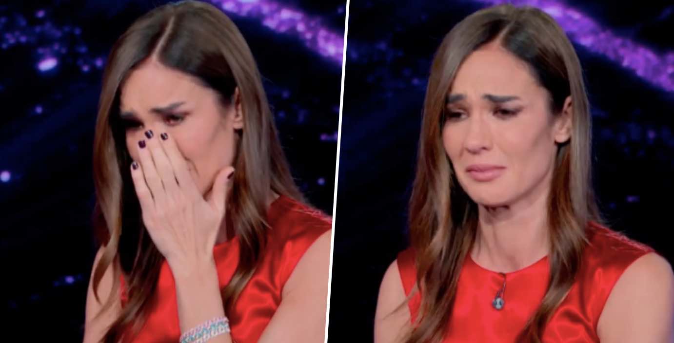 Silvia Toffanin in lacrime durante l'intervista a Chiara Tramontano