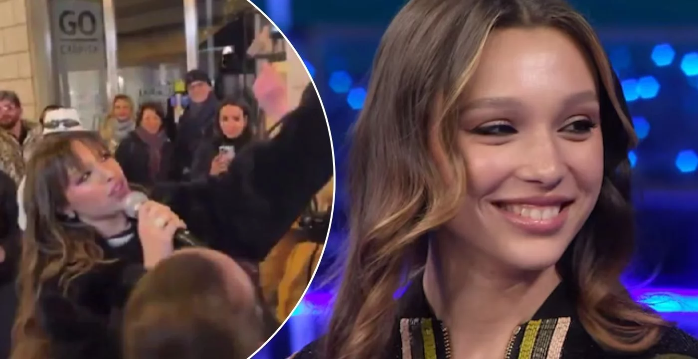 Sarah Toscano canta Amarcord in mezzo ai fan a Sanremo